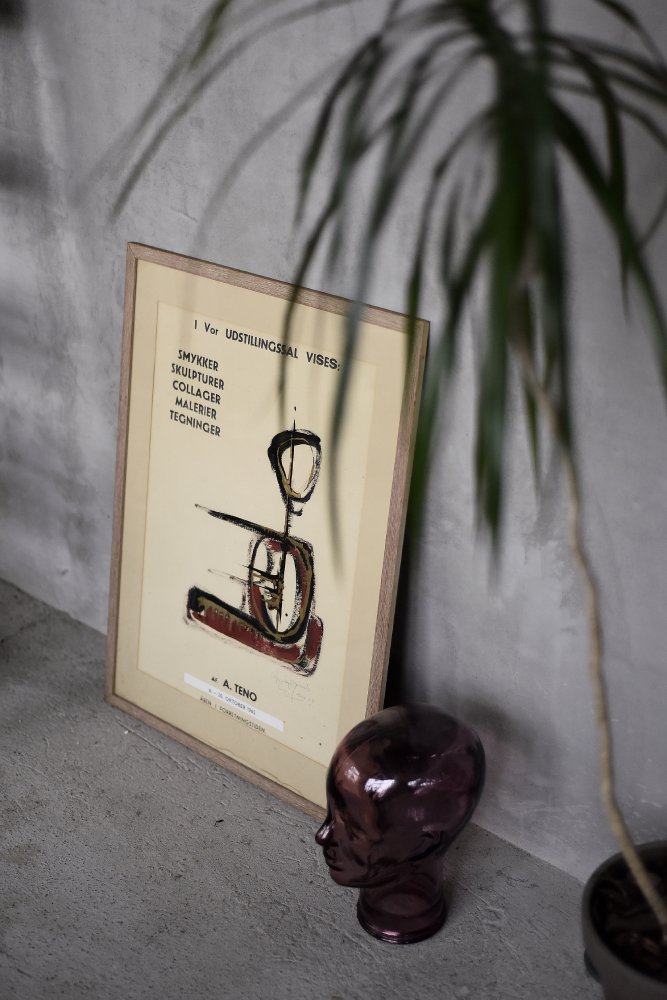 Exhibition Poster by Aurelio Teno, Denmark, 1965, Framed for sale at Pamono