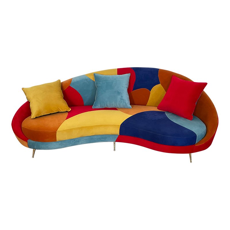 Multicolor Three-Seater Curved Glamorous Sofa, 1990s for sale at Pamono