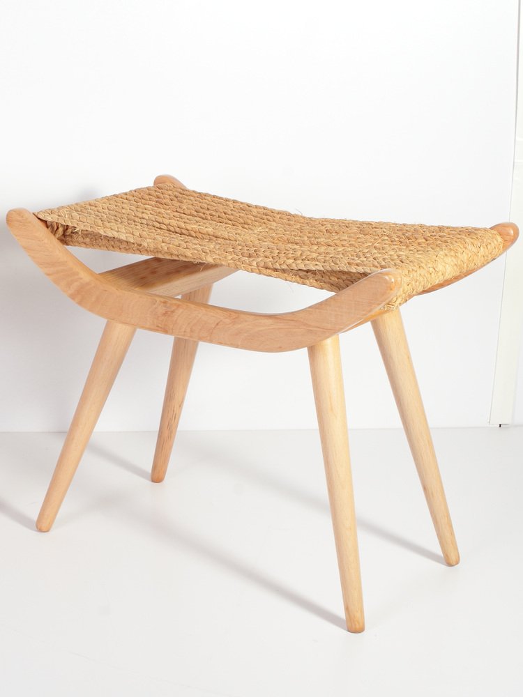Mid-Century Raffia Stools from Uluv, 1960s, Set of 2 for sale at Pamono