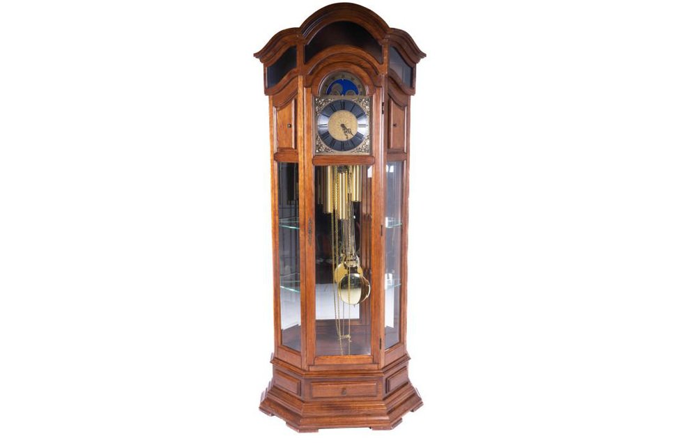 Pendulum Clock in Oak and Glass for sale at Pamono