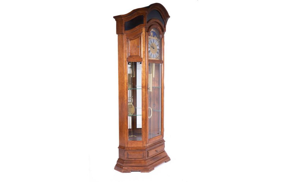Pendulum Clock in Oak and Glass for sale at Pamono