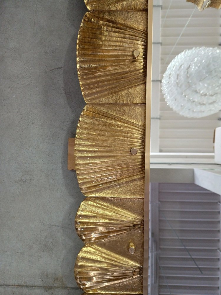Mid-Century Gold Color Murano Glass and Brass Wall Mirror, 2000s for ...