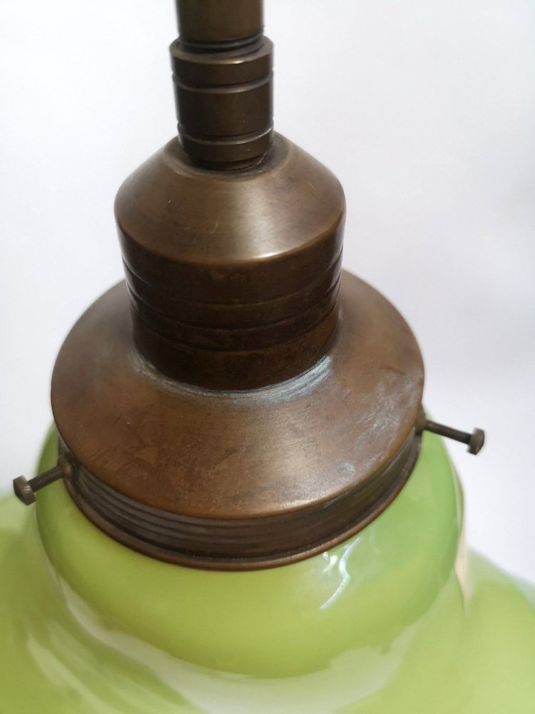 Art Nouveau Pendant Lamp with Green Glass Shade by Márton Horváth for ...