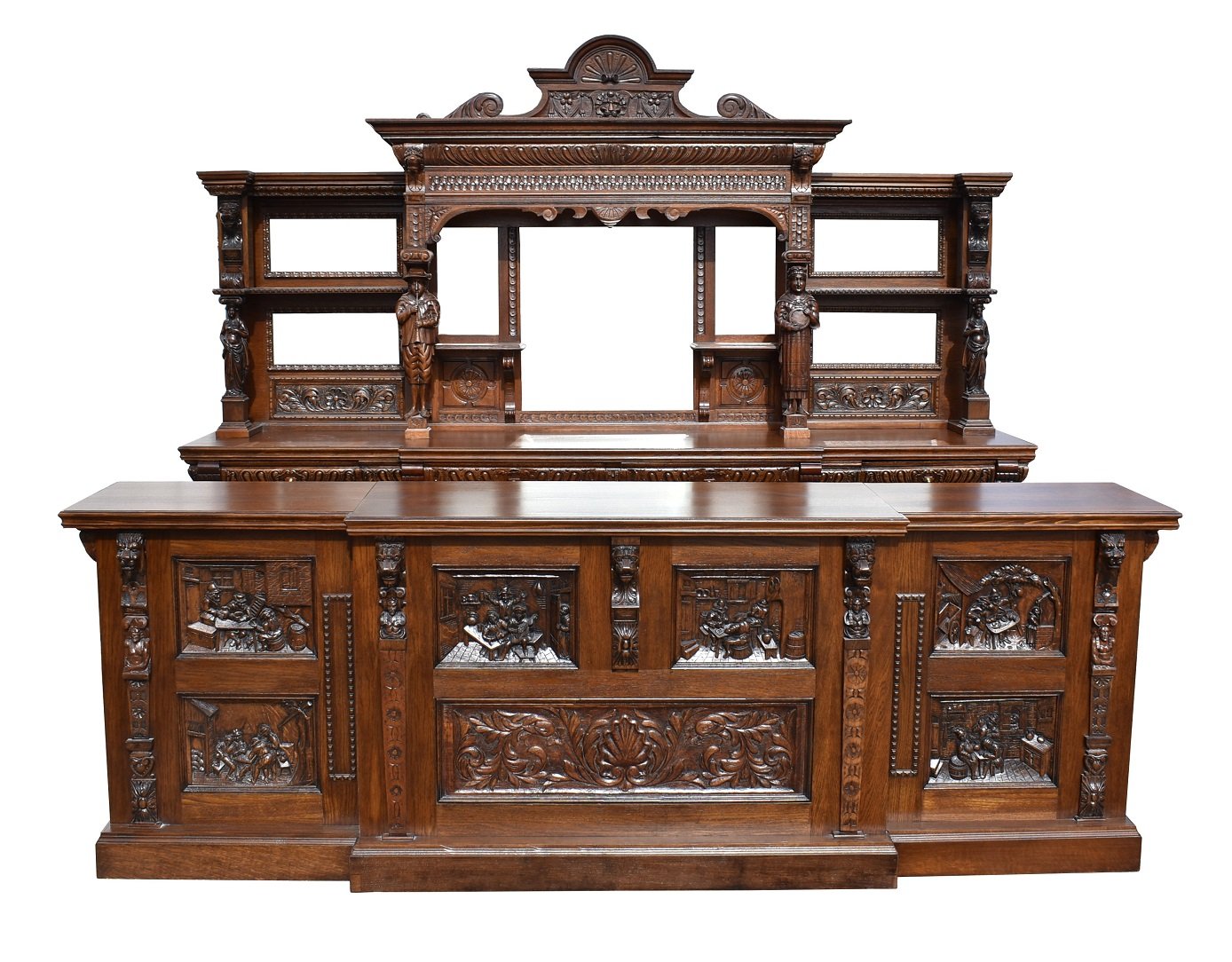 Large Victorian Carved Oak Front and Back Bar, 1880s, Set of 2 for sale ...