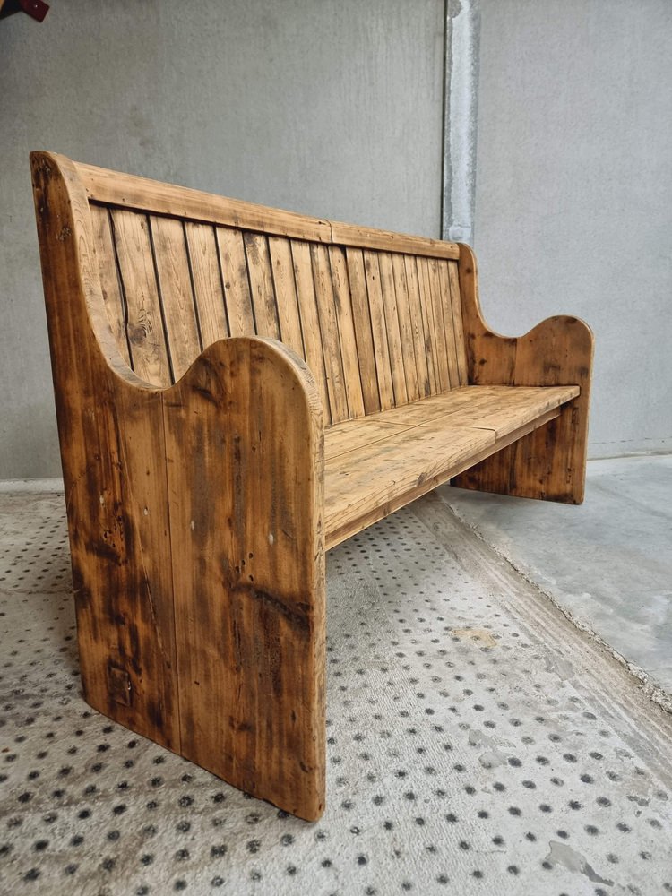 Freestanding Wooden Bench in Pine Wood, 1930s for sale at Pamono