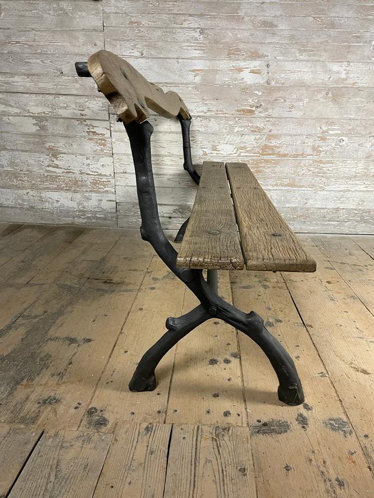 Oak Bench with Cast Iron Legs for sale at Pamono