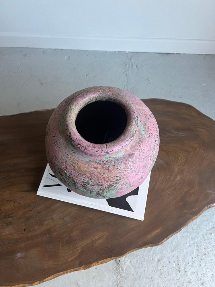 Large Antique Pink and Green Water Vase for sale at Pamono