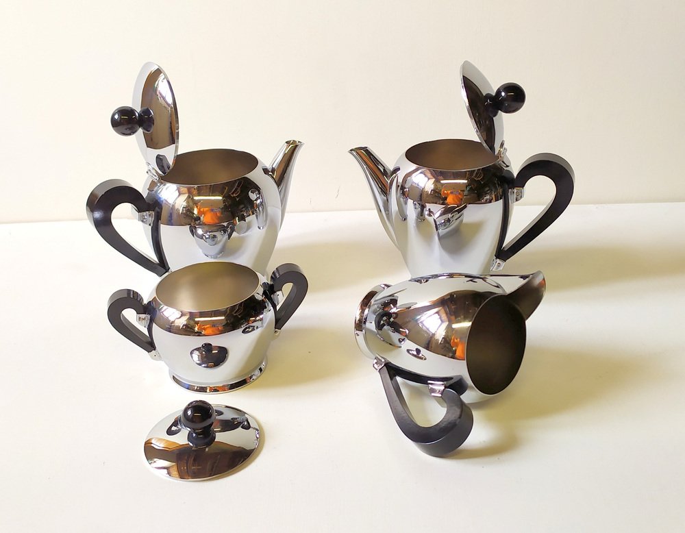 Alessi vintage coffee and tea service, 1940s, Set of 5 for sale at Pamono