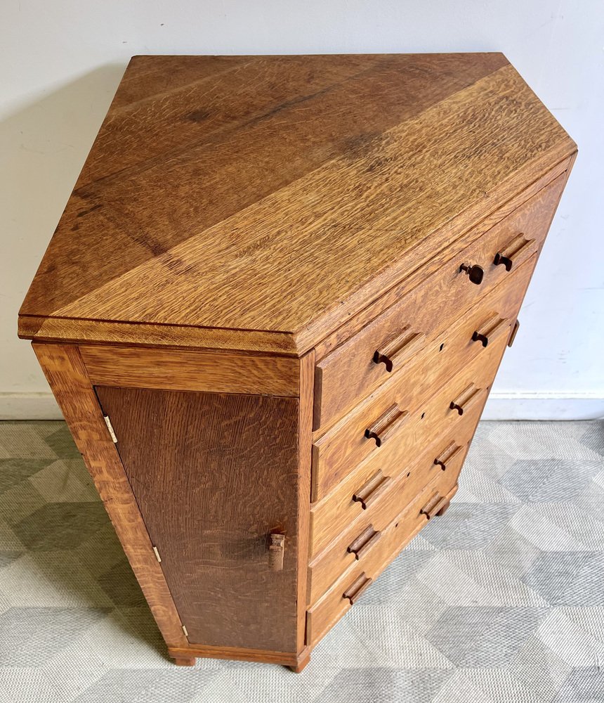Art Deco Oak Corner Unit with Drawers for sale at Pamono