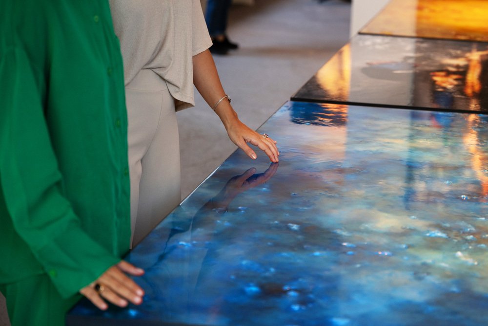 Asymmetrical Table with Metal Metal Legs and Light Resin by Giannoni ...