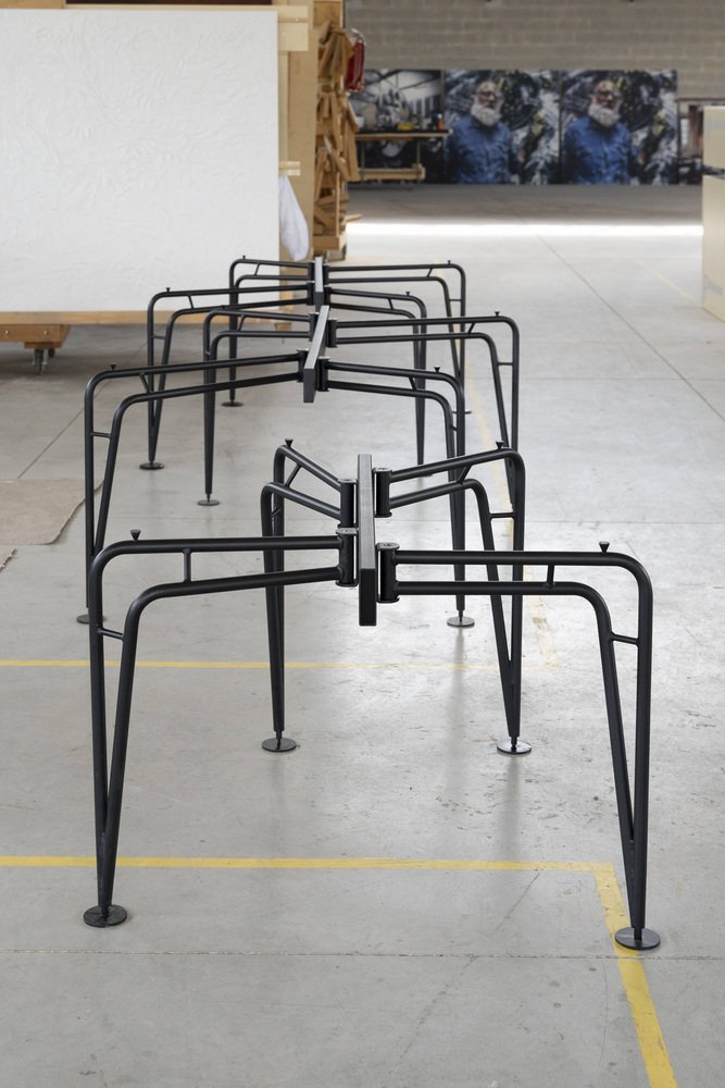 Asymmetrical Table with Metal Metal Legs and Light Resin by Giannoni ...