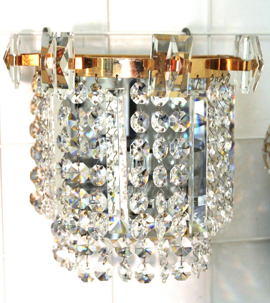Lead Crystal Wall Lights from Maderna, 1960s, Set of 2 for sale at Pamono