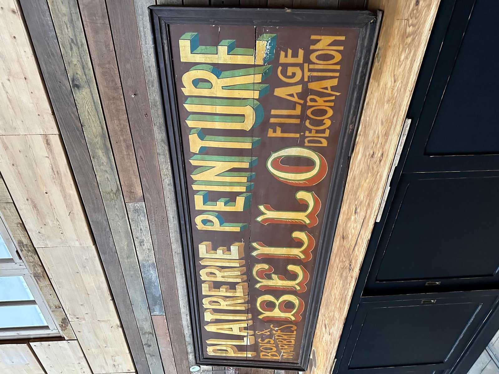 Very Large Sign Painted on Wood, 1950s for sale at Pamono