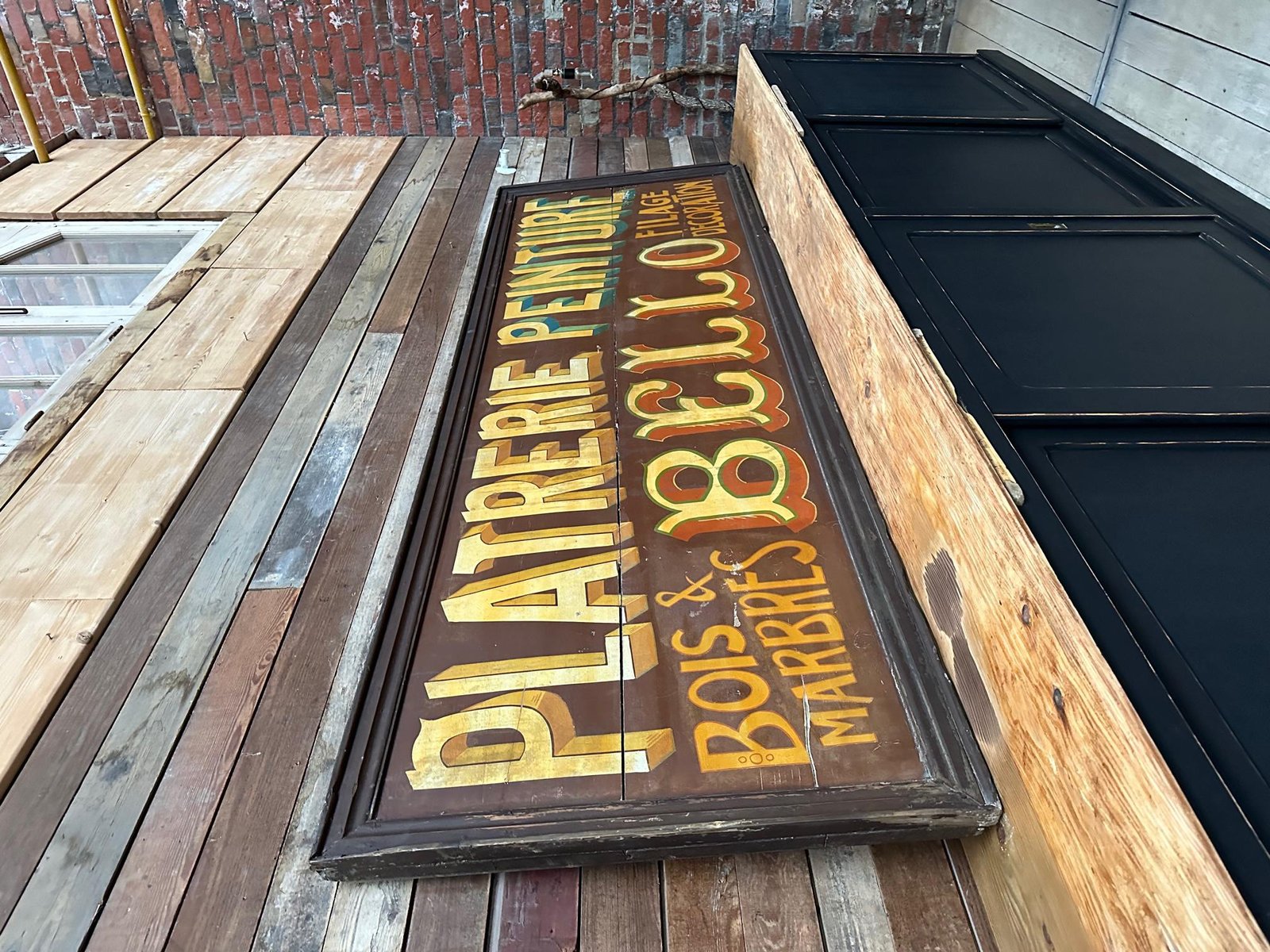 Very Large Sign Painted on Wood, 1950s for sale at Pamono
