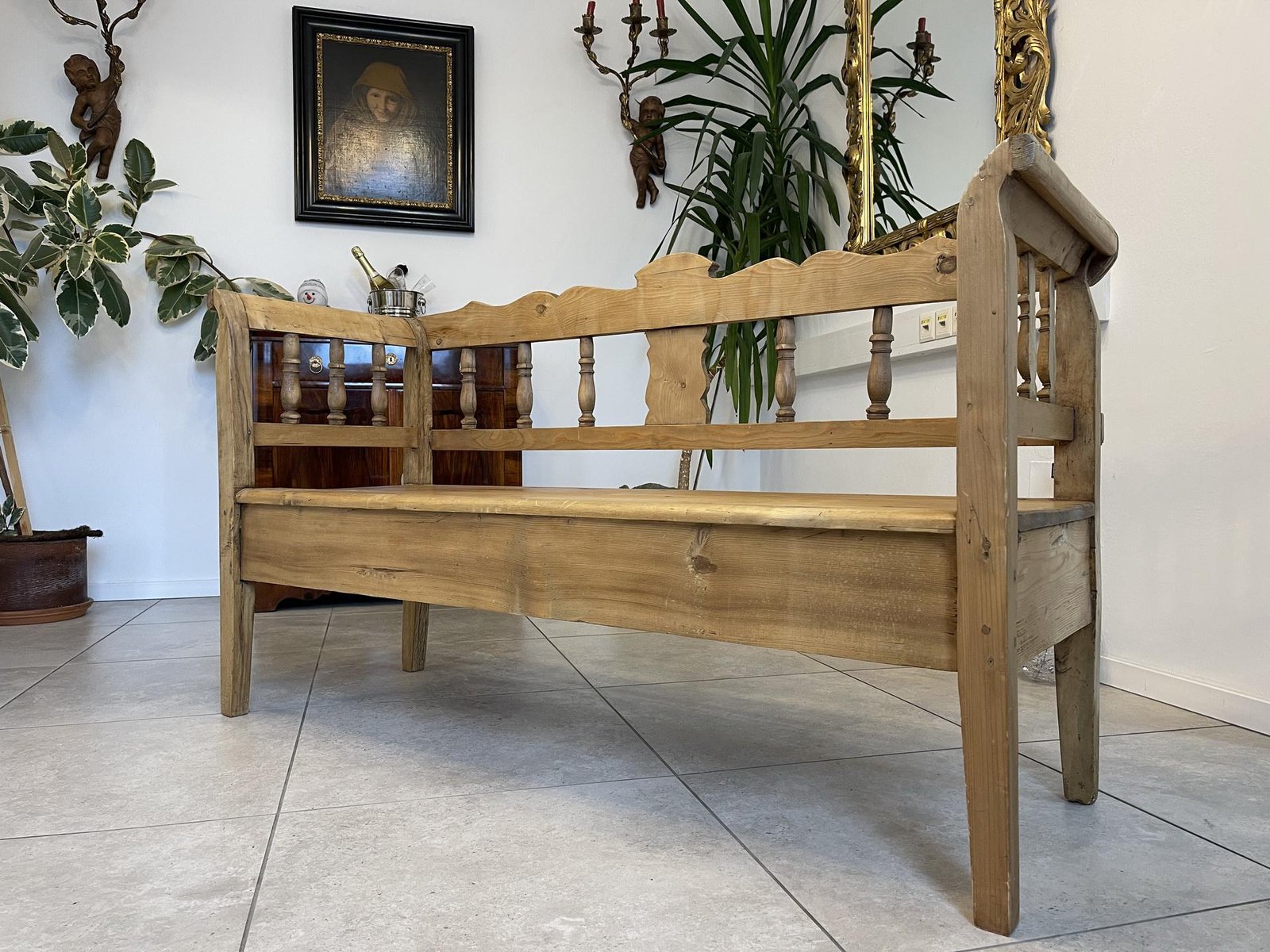 Vintage Bench in Natural Wood for sale at Pamono