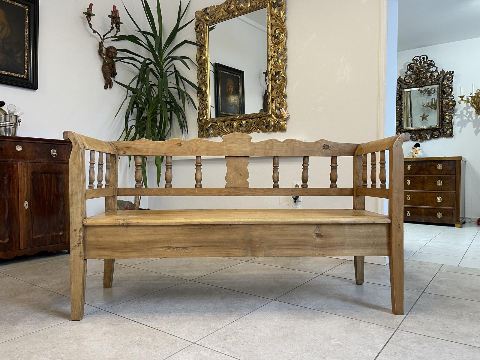 Vintage Bench in Natural Wood for sale at Pamono
