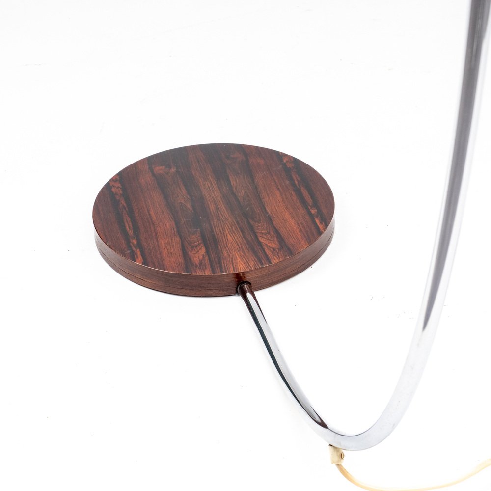Arch Floor Lamp in Chrome with Rosewood, 1970s for sale at Pamono