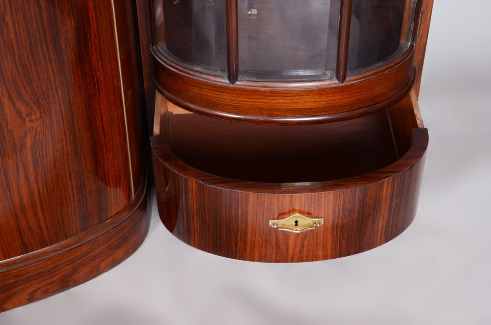Art Deco Oval-Shaped Sideboard in Rosewood & Original Glass and Mirror ...