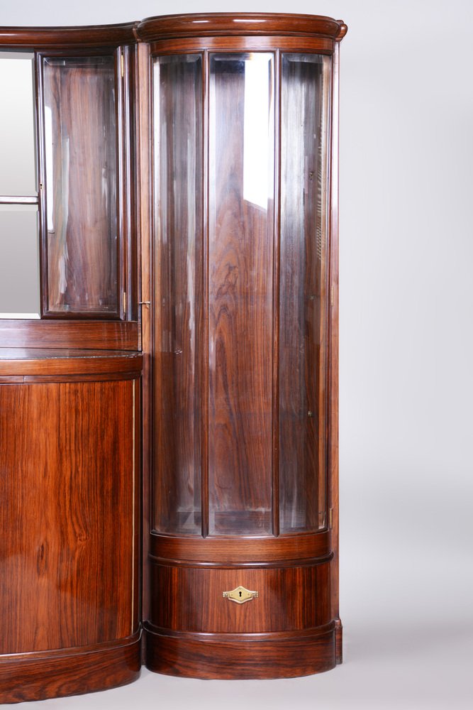 Art Deco Oval-Shaped Sideboard in Rosewood & Original Glass and Mirror ...