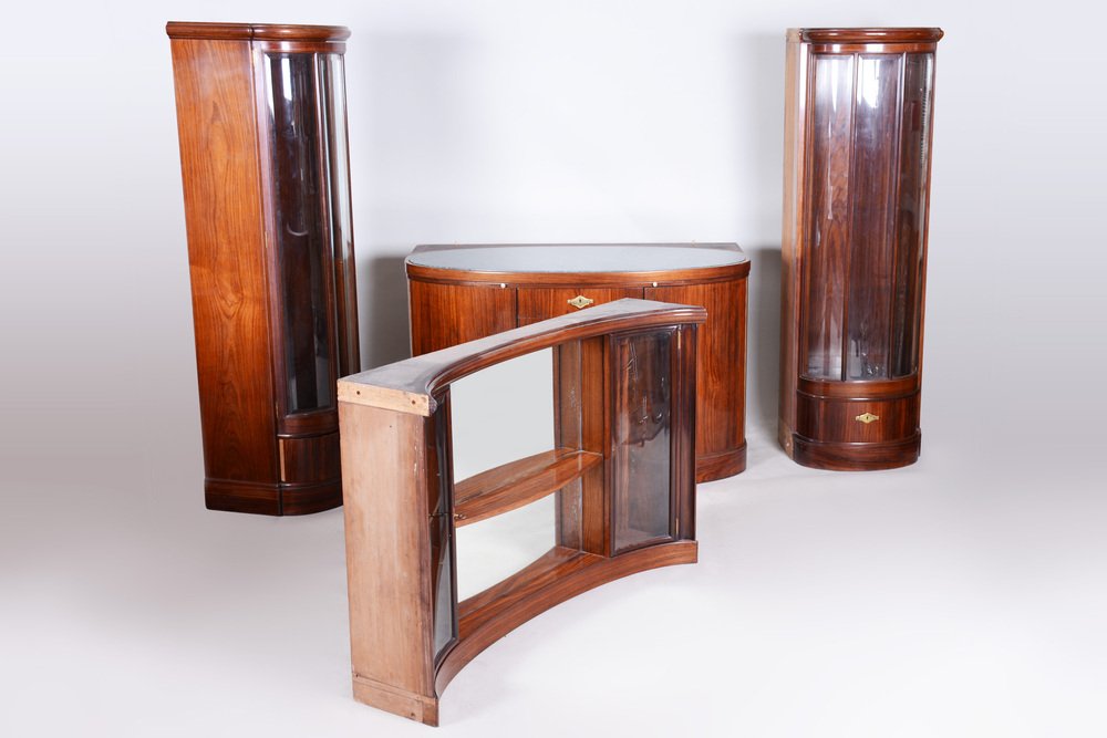 Art Deco Oval-Shaped Sideboard in Rosewood & Original Glass and Mirror ...