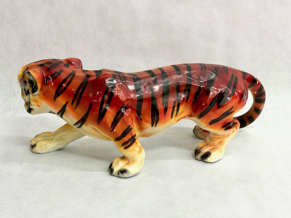 Large Vintage Italian Tiger Statue in Resin, 1970s for sale at Pamono