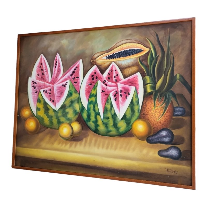 Spanish School Artist, Still Life with Watermelons and Papaya, 1980s ...
