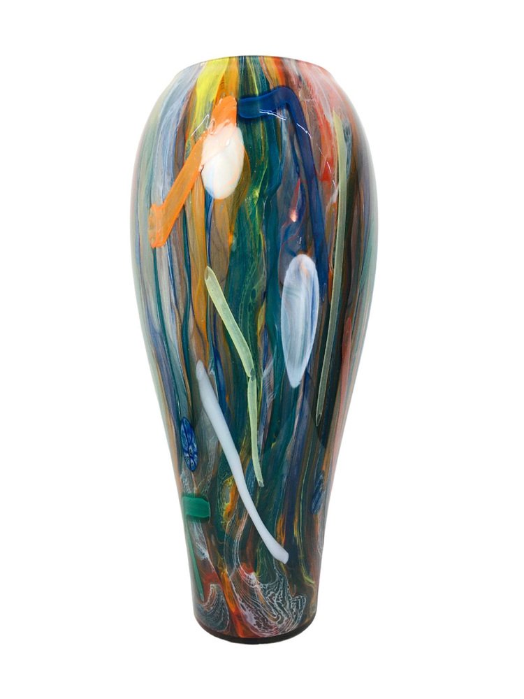 Large Vintage Multicolor Murano Glass Vase, 1970s for sale at Pamono