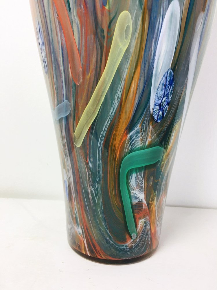 Large Vintage Multicolor Murano Glass Vase, 1970s for sale at Pamono
