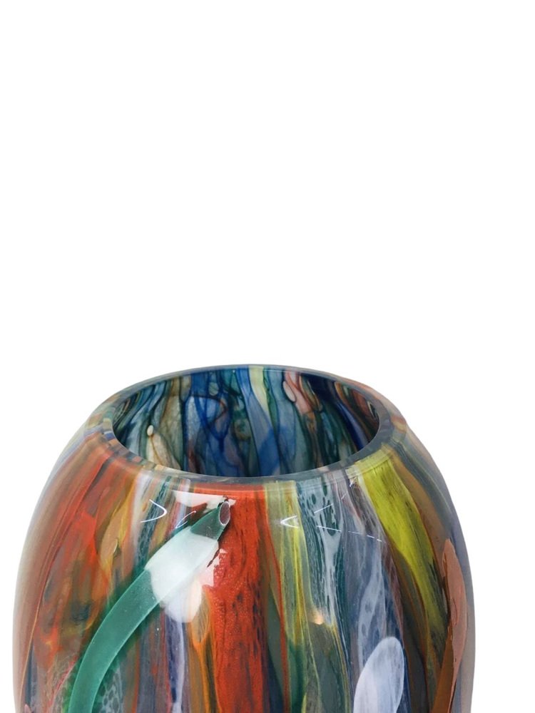 Large Vintage Multicolor Murano Glass Vase, 1970s for sale at Pamono