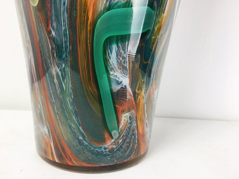 Large Vintage Multicolor Murano Glass Vase, 1970s for sale at Pamono