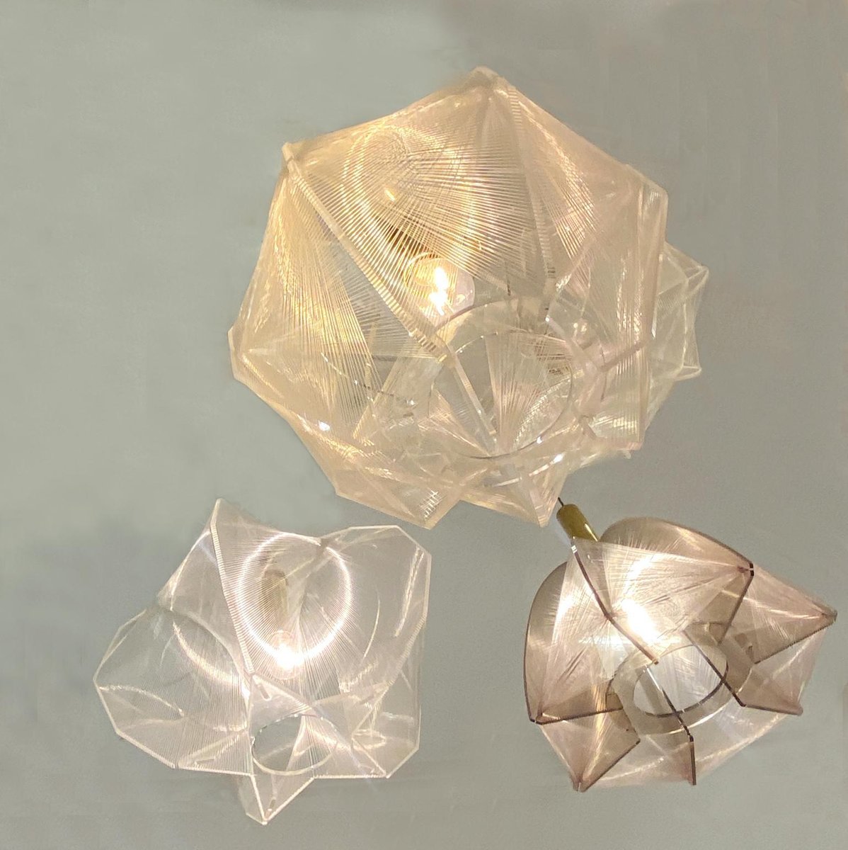 Mid-Century Modern Pendant Lamp in Clear Acrylic Glass, Wire and Brass ...