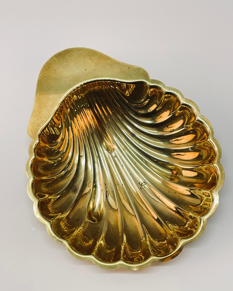 Mid-Century Italian Shell-Shaped Brass Bowl by Renzo Cassetti, 1960s ...