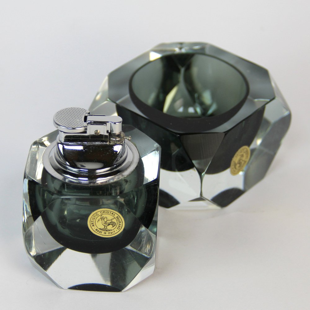 Murano Crystal Smoking Set by Alessandro Mandruzzato, Set of 2 for sale ...