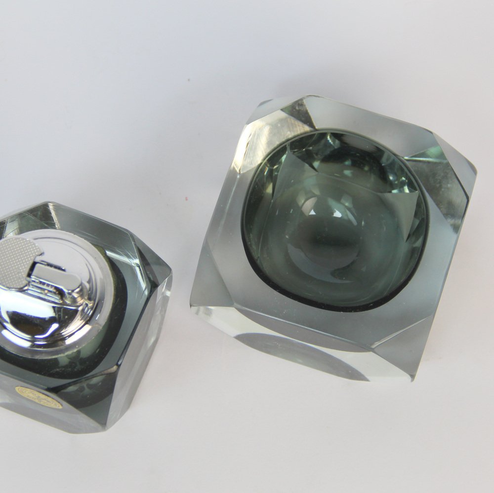 Murano Crystal Smoking Set by Alessandro Mandruzzato, Set of 2 for sale ...