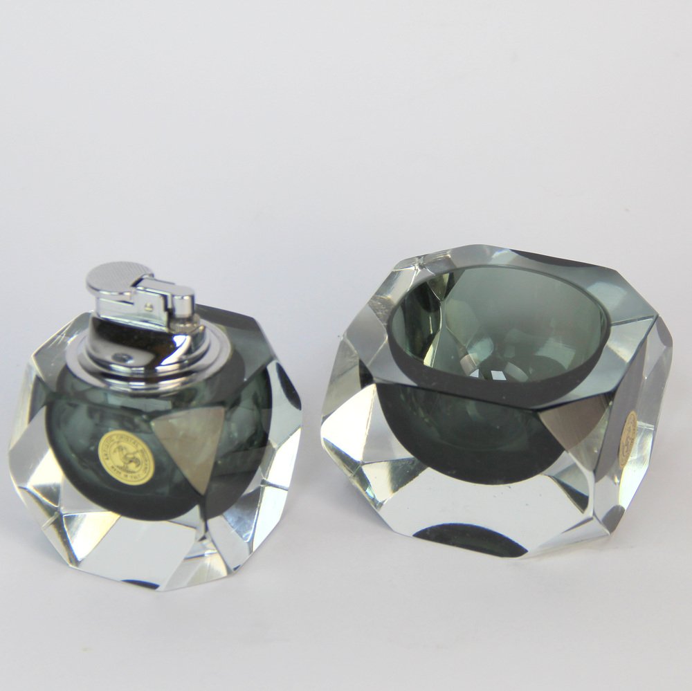 Murano Crystal Smoking Set by Alessandro Mandruzzato, Set of 2 for sale ...