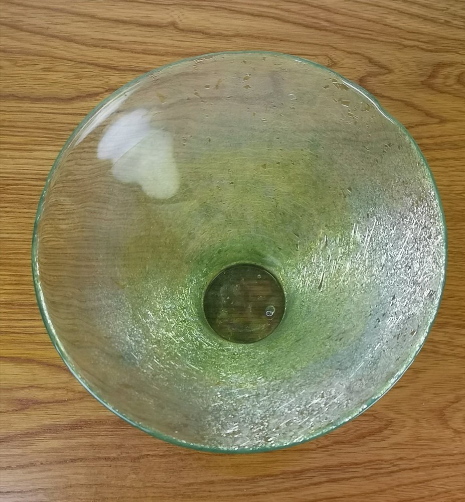 Mid-Century Cracked Veil Green Glass Vase, 1960s for sale at Pamono