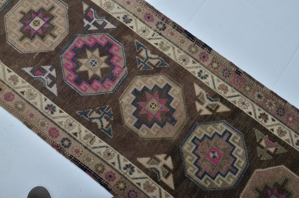 Antique Handmade Wool Runner Rug, 1960s for sale at Pamono