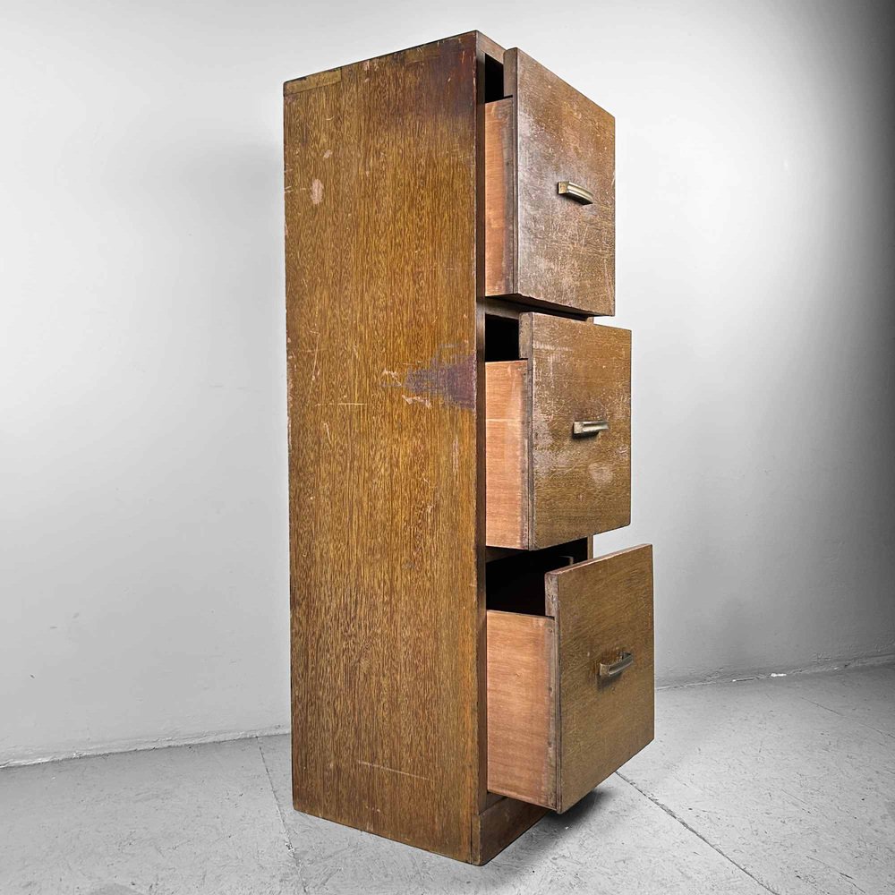 Tall Wooden Filing Cabinet, Japan, 1940s for sale at Pamono