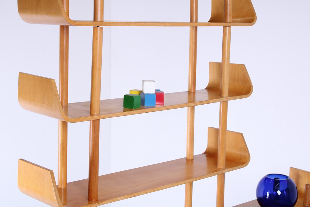 Large Birch Wall Unit by Willem Lutjens for Gouda Den Boer, 1950s for ...