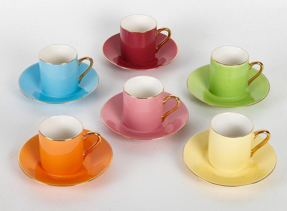 Porcelain Cups and Saucers, Set of 12 for sale at Pamono