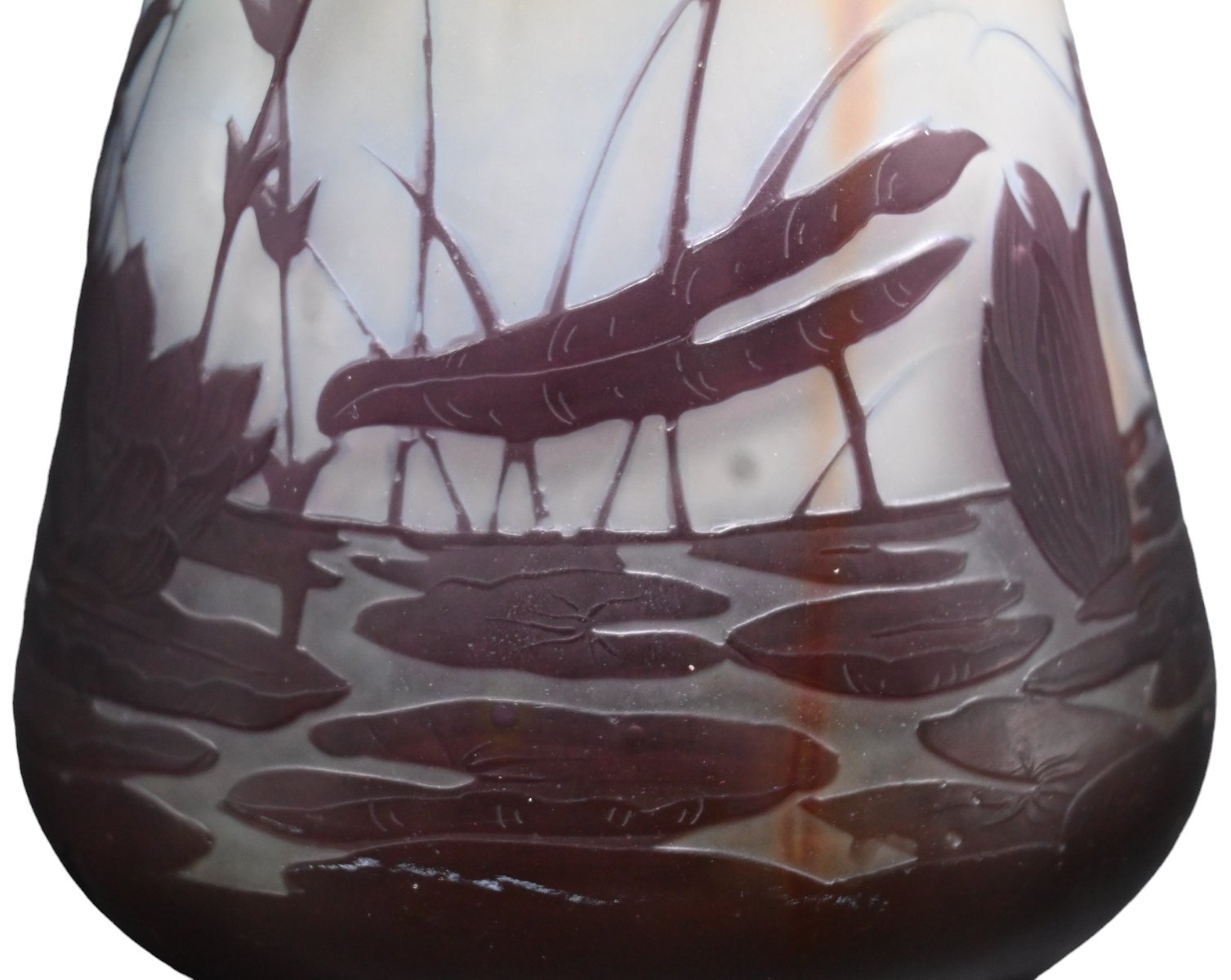 Art Deco Glass Paste Vase with Grasshopper Decor for sale at Pamono