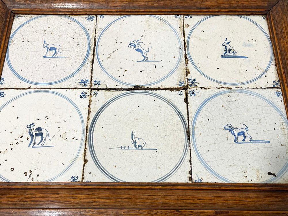 Dutch Delft Serving Tray with Blue Tiles, 1650s-1700s for sale at Pamono