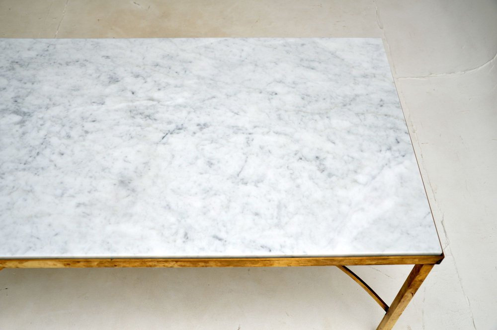 Französischer Vintage Messing & Marmor Couchtisch, 1970er bei Pamono kaufen