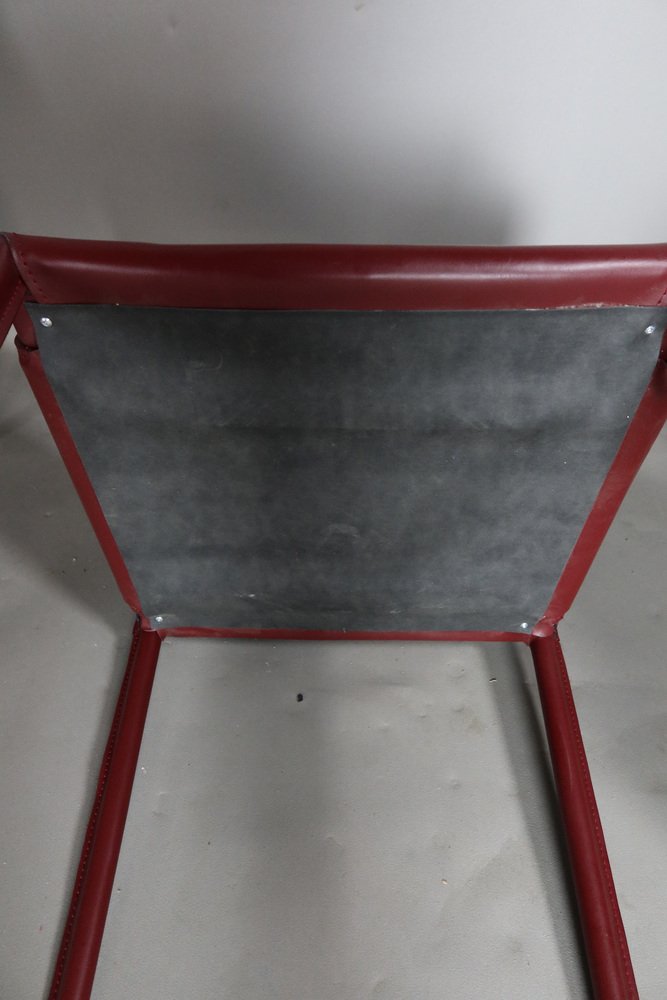 Desk Armchair in Maroon Leather for sale at Pamono