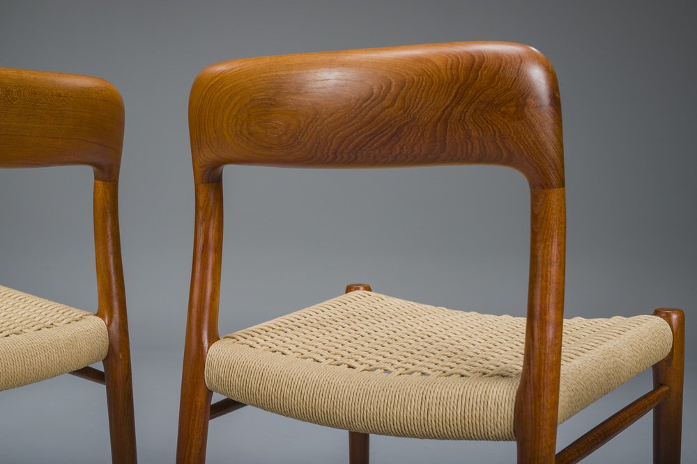Danish Teak Mod. 77 Dining Chairs with Paper Cord by Niels O. Møller ...