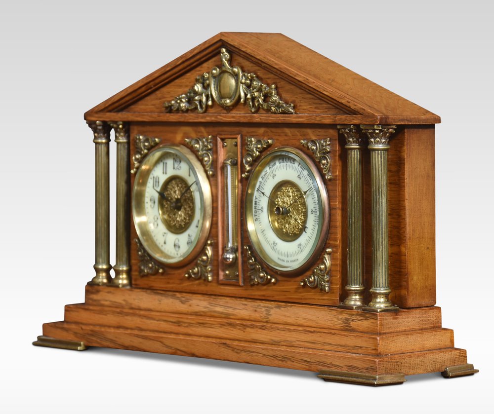 Architectural Oak Desk Clock, 1890s for sale at Pamono
