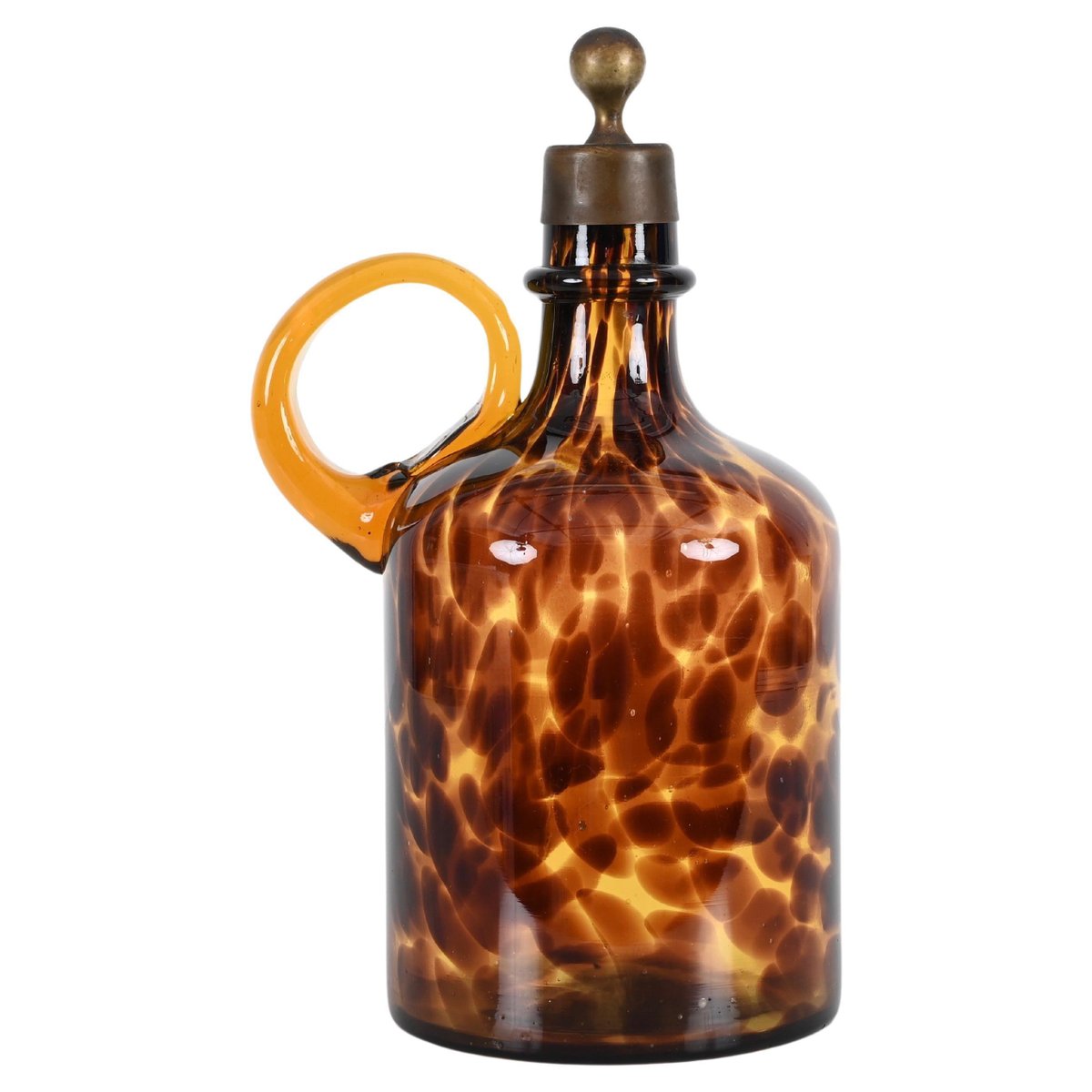 Brocca vintage in vetro con tappo in ottone, Italia, anni '70 in ...