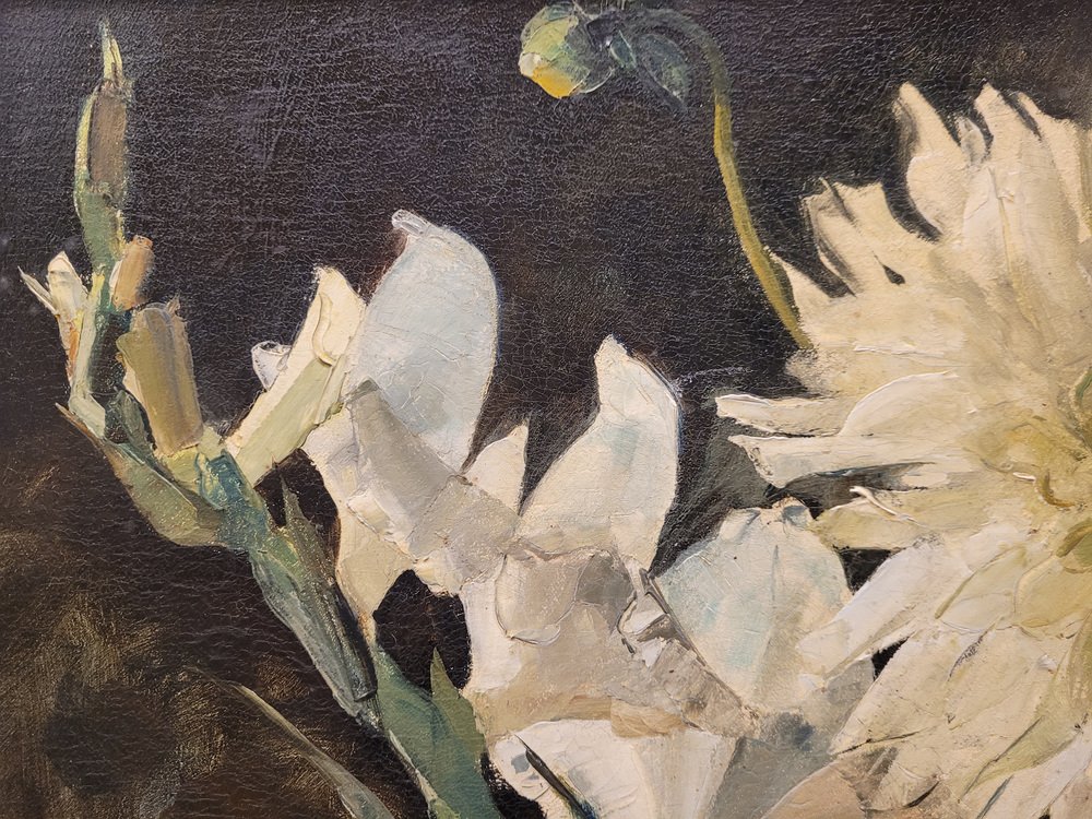 Paul Robert Bazé, Dahlias and Camellias, 1970s, Oil on Board, Framed ...