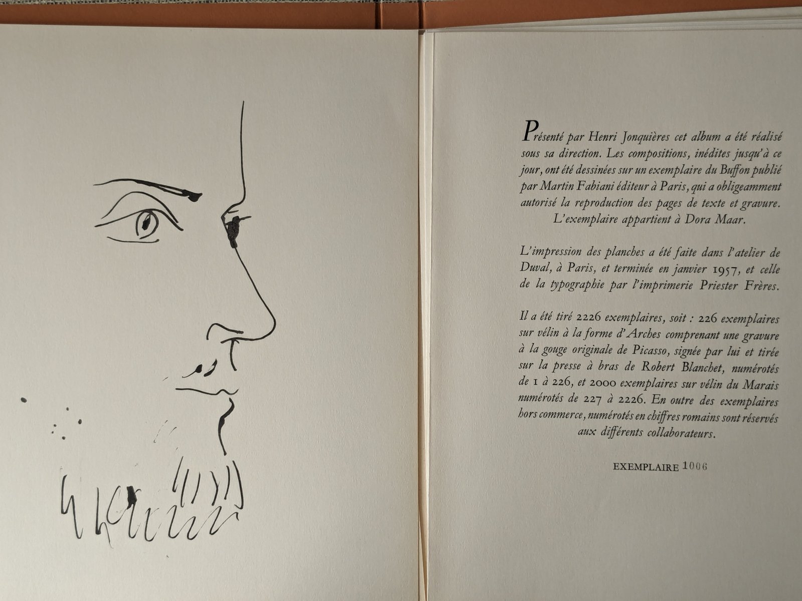 Pablo Picasso, Man Profile, Original Lithograph, 1957 for sale at Pamono
