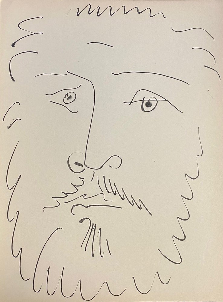 Pablo Picasso, Man Portrait, Original Lithograph, 1957 for sale at Pamono